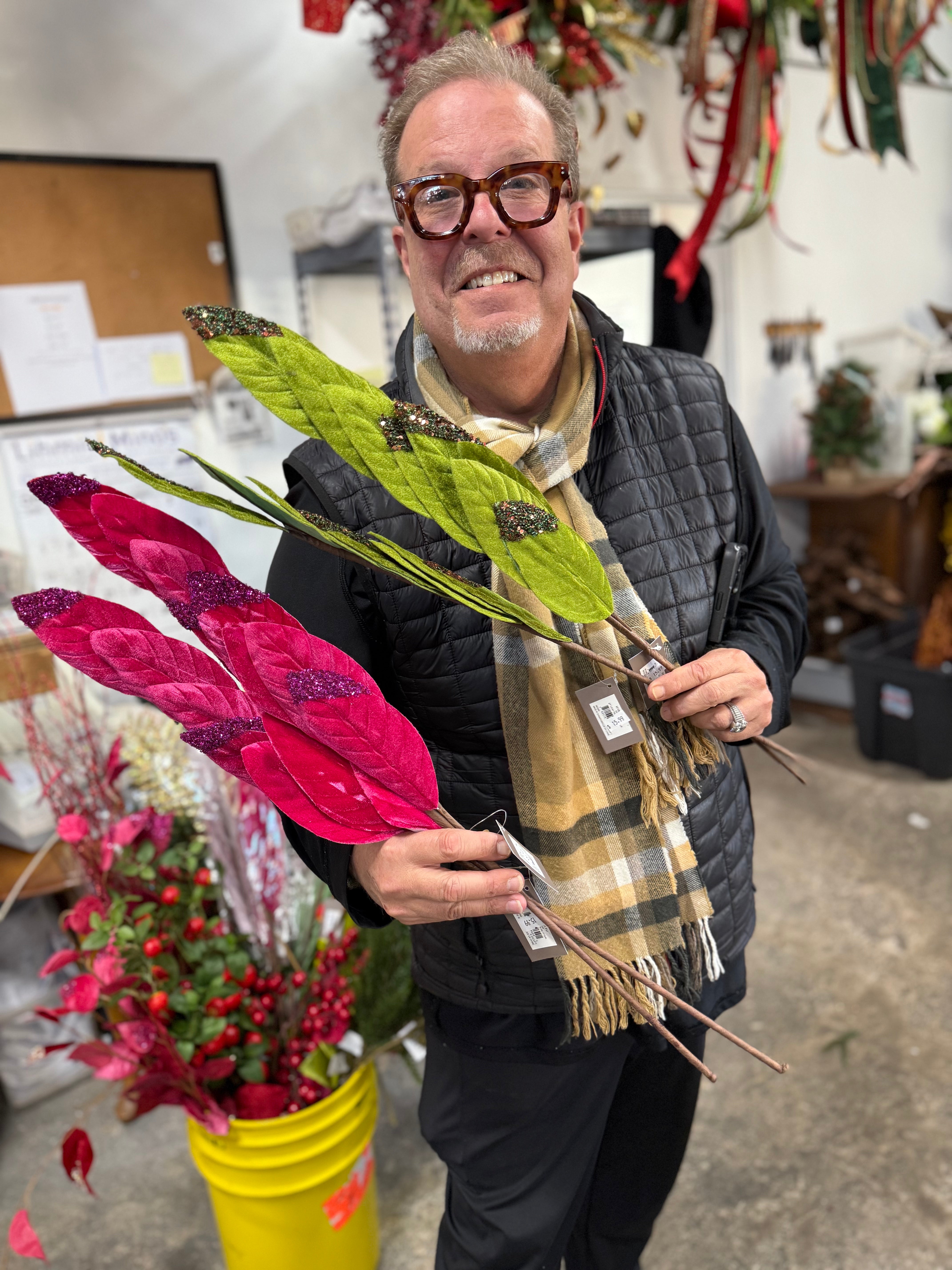 27” PINK Leaf Stem – Jeffrey Surles Living