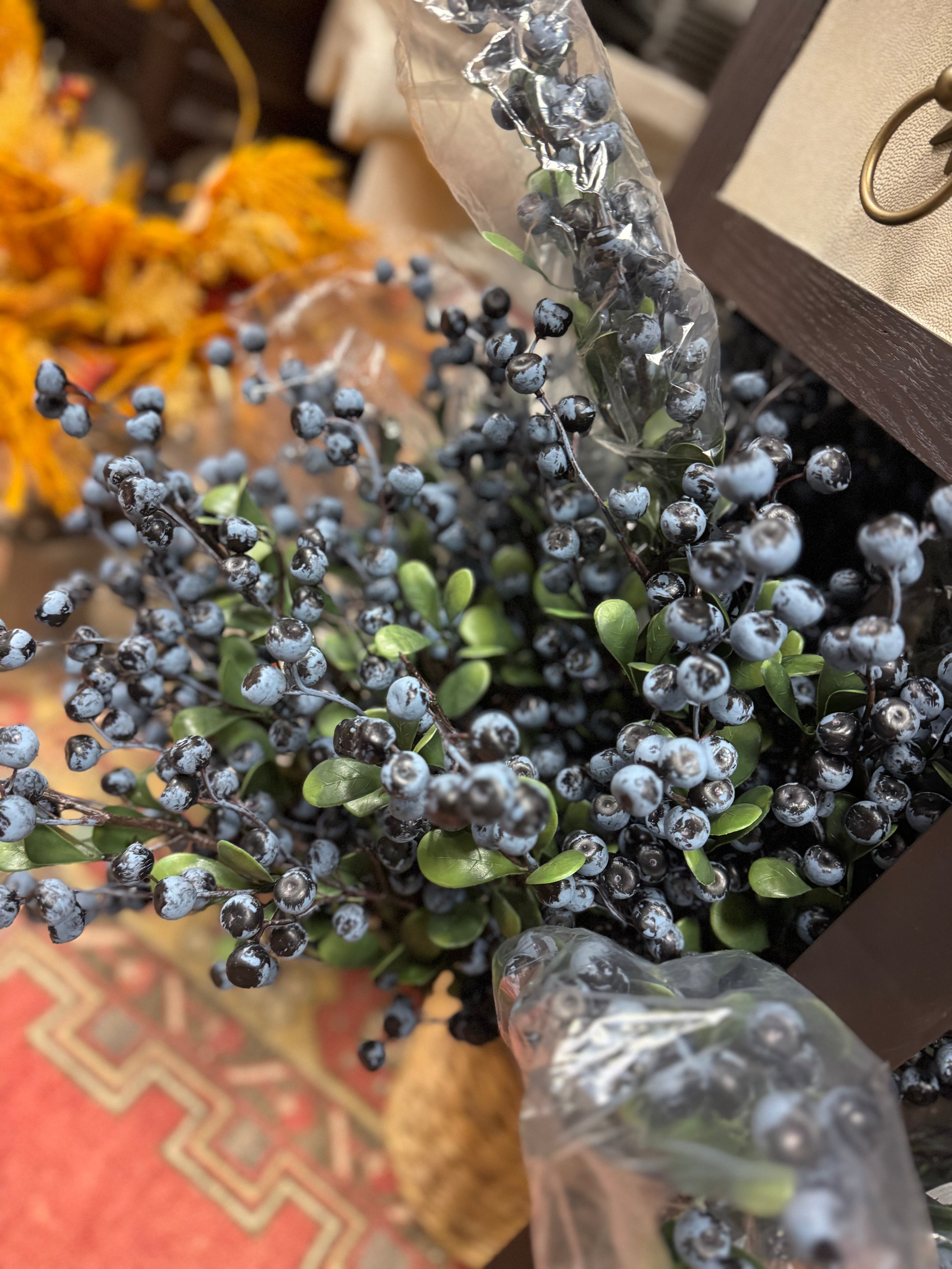 28” Blueberry Spray w Leaves – Jeffrey Surles Living